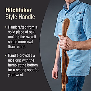 Brazos Handcrafted Wood Walking Stick, Twisted Oak, Hitchhiker Style Handle, for Men & Women, Made in the USA, Brown, 55"