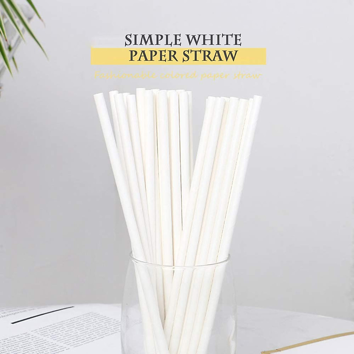 JITUUE Paper Straws Individually packaged - Eco-Friendly Party Supplies in Bulk for Restaurants - Perfect for Juices, Shakes, Smoothies, Ice Coffee & More(White,200 pcs）