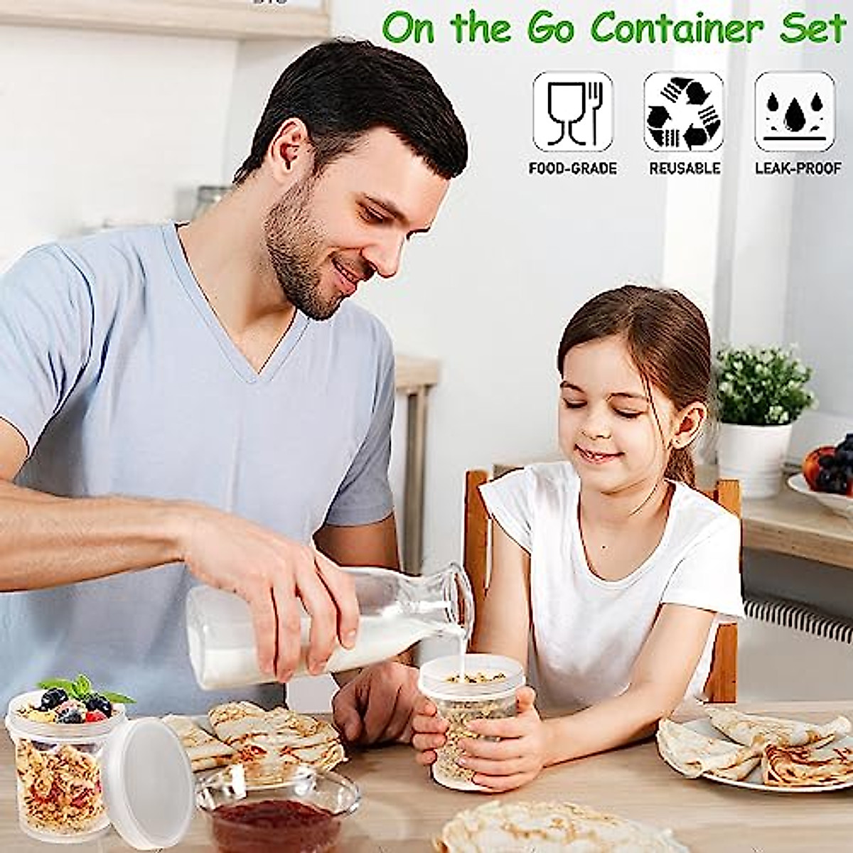 WBKTOOL Overnight Oats Containers with Lids - 5 Pack 16 oz Deli Food Storage Containers - Small To Go Plastic Yogurt Container for Soup, Salad, Freezer