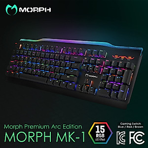 WIZMAX, MK1 PC Gaming Keyboard, USB Wired RGB Mechanical Gaming Keyboard, High-End Aluminum Backplate, Multimedia Function Keys, Red Linear 2nd Gen Manic Switch for Windows PC Gamers [Black]