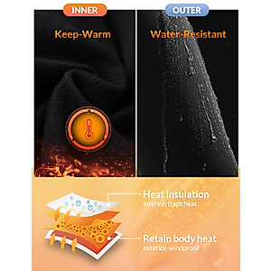 BALEAF Women's Waterproof Leggings Fleece Lined Thermal Warm Winter Yoga Water Resistant Pants with Pockets Black S