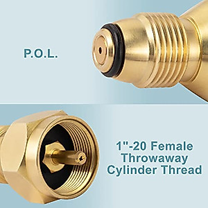 SHINESTAR Universal Propane Refill Adapter for 1 lb Tanks, Propane Adapter 1 lb to 20 lb for 16 oz Propane Fuel Cylinder, Solid Brass
