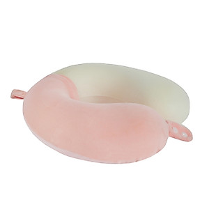 Makimoo Travel Neck Pillow, Top Memory Foam Pillow for Head Support, Ideal for Airplanes, Cars, and Home Recliners, Adjustable and Soft (Pink)