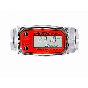 WALSTON INDUSTRIAL GH-5630 Digital Fuel Meter 3/4 Inch, Diesel Fuel Meter, 3-30 GPM, Diesel, Gasoline, Kerosine, Lubricants, 3/4" NPT