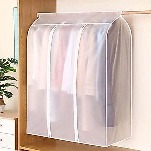 Sunydog Garment Clothes Cover Protector, Hanging Garment Storage Bag Translucent Dustproof Waterproof Hanging Storage Bag for Wardrobe with Full Zipper for Coat Dress