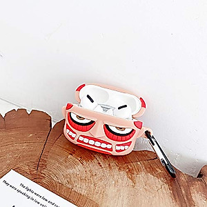 New 3D Cute Cartoon Airpods case,Suitable for Airpod pro, Soft Silicone,Fun Stylish Skin,Suitable Teenagers,Children,Girl,Boys (Colossal Titan-pro)