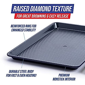 Blue Diamond Bakeware Diamond Infused Ceramic Nonstick, 18" x 13" Half Cookie Sheet Baking Pan, Dishwasher and Freezer Safe, PFAS-Free, Blue