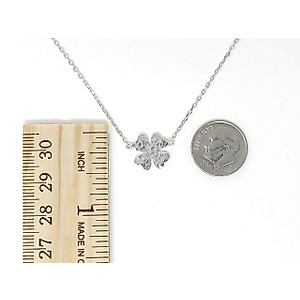 Dote Lucky Four Leaf Clover Pendant Dainty Genuine .925 Sterling Silver Hammered Necklace w/ 16-18" Adjustable Chain
