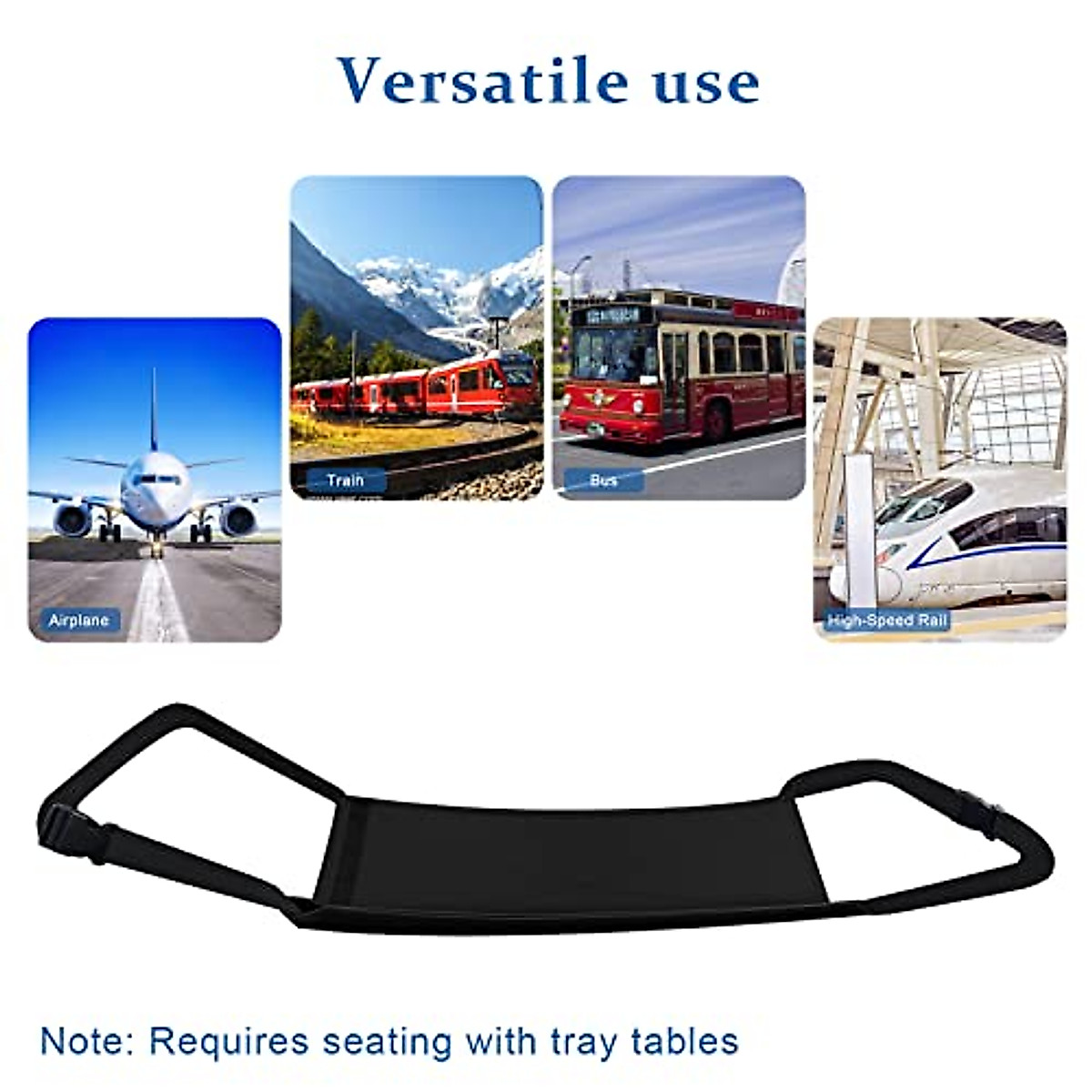 WEIGUZC Toddler Travel Bed, Kids Travel Bed, Kids Airplane Foot Rest, Maximum 55lb/25 kg Weight Capacity, Elevate Legs for Better Circulation, Lightweight & Foldable - Black