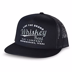 WHISKEY BENT HAT CO. The Cali Adjustable Snapback Western Lifestyle Trucker Hat, High Profile (US, Alpha, One Size, Black)