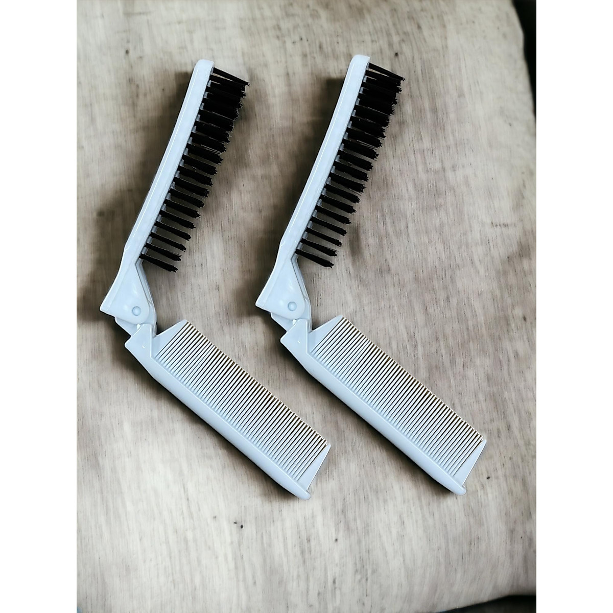 Folding Compact Travel Pocket HAIR BRUSH/COMB, 1 Red 1 White by Le Salon