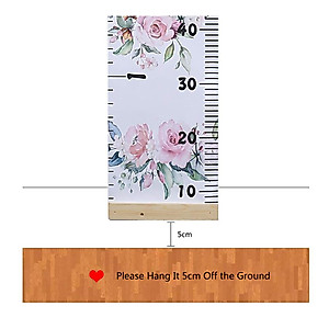 1PCS 8'' x 79'' Kids Baby Growth Chart Ruler Roll-Up Removable Canvas Wall Ruler Height Measure Chart Flower Painting Hanging Rulers Wall Room Decoration for Girls Boys Toddlers