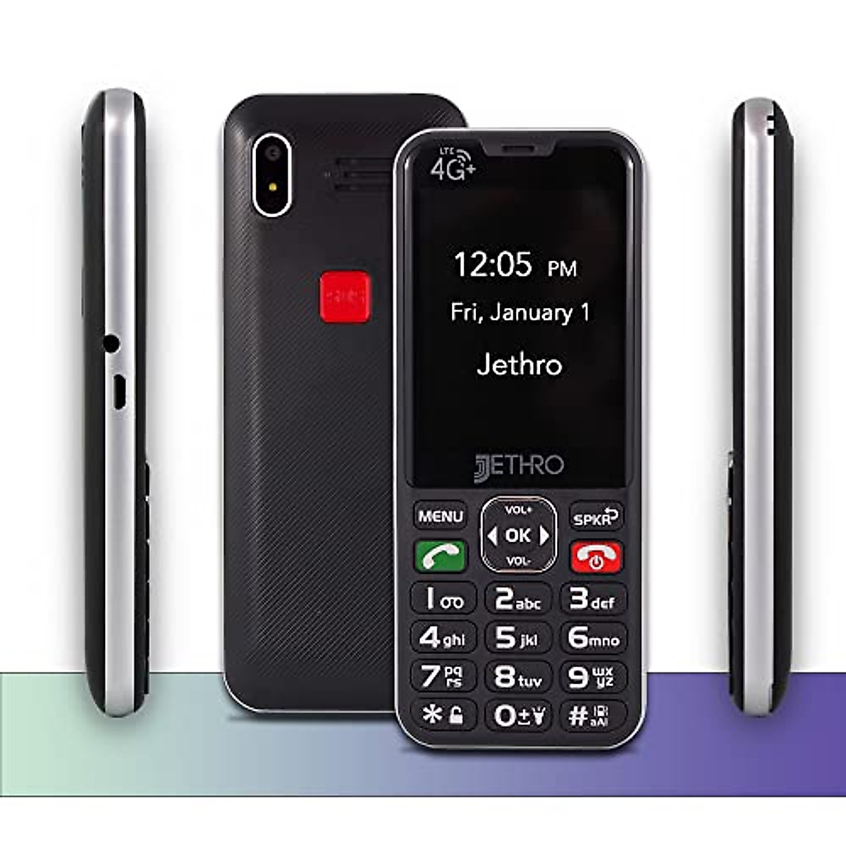 Jethro SC490 4G LTE Cell Phone for Seniors with Prepaid Minutes