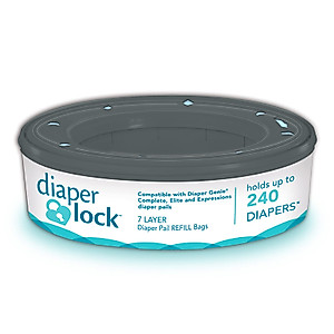 Diaper Lock Refills for Diaper Genie Pails | 240 Count (4-Pack) | Compatible with All Diaper Genie Complete, Expressions, Essentials, Elite and Quick Caddy Pails