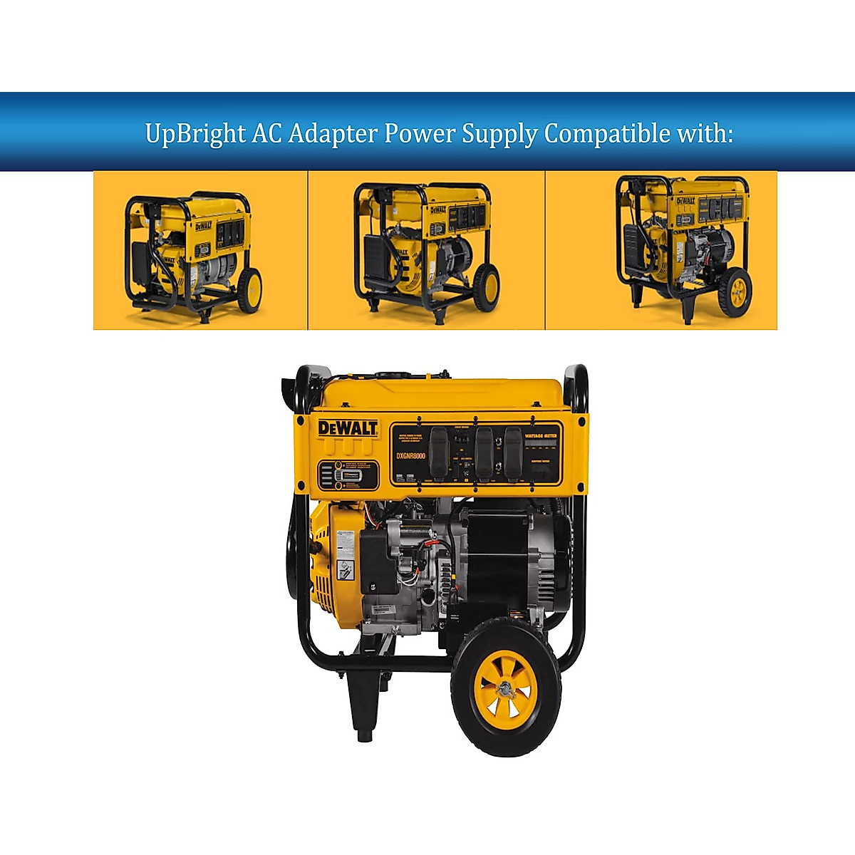 UpBright 12V AC/DC Adapter Compatible with Dewalt DXGNR8000 DXGNR4000 DXGNR6500 DXGNR7000 DXGNR 4000 6500 8000 7000 Auto Idle Protect Electric Start Gas Generator 12-Volt Battery Charger Power
