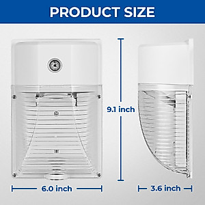 CINOTON 42W LED Barn Light Dusk to Dawn Outdoor Lighting, Black 1 Pack & 26W LED Wall Pack Light with Dusk to Dawn Sensor White 2 Pack