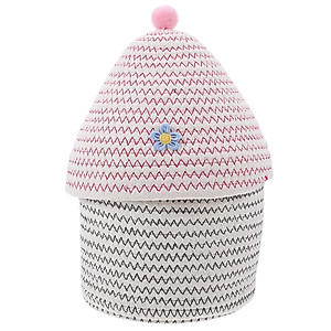 HANABASS Cotton Rope Storage Basket with Lid Small Woven Baskets Cute Toy Storage Basket Mini Storage Bins for Living Room Nursery Bathroom Desk Red
