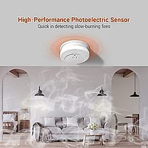 Jemay Smoke Detector, Smoke Alarm with Advanced Photoelectric Technology, Smoke Detector with Test Button and Low Battery Reminder, Fire Alarm with Battery Backup Used in Home, AW106, 4 Packs