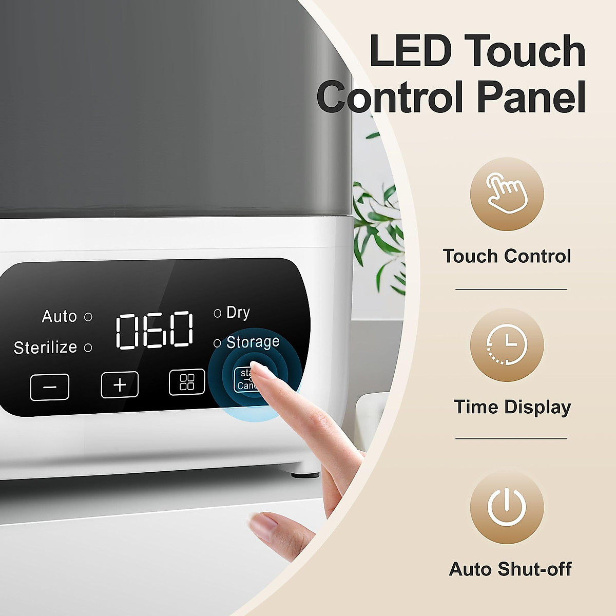 AMZBABYCHEF Baby Bottle Ste-rilizer and Dryer, Electric Steam Ste-rilizer and Dryer for Baby Bottles, 4-in-1 Bottle San-itizer and Dryer, Universal Fit for All Bottles, LED Touch Screen, Auto Shut-Off