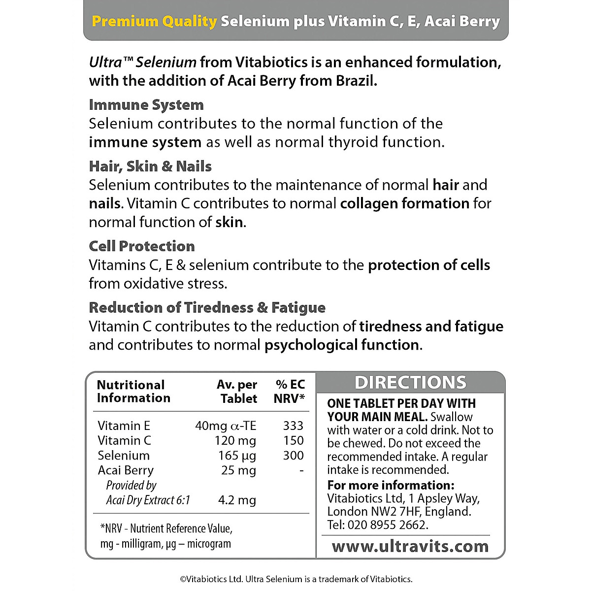 Ultra Selenium Tablets - Pack of 30