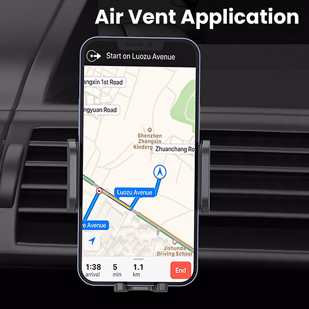 AUCELI Car Phone Holder for Air Vent, Universal Hands-Free Car Cell Phone Mount, Big Phones & Thick Case Friendly, Auto Phone Clamp Cradle for iPhone 14 13 12 Pro Max and More Smartphones