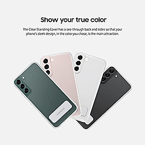 Samsung Electronics Galaxy S22+ Clear Standing Cover, Protective Phone Case, Corner TPU Bumpers, PC Back Protection, Adjustable Viewing Angle, US Version, Transparent, (EF-JS906CTEGUS)