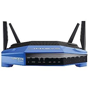 Linksys WRT3200ACM: AC3200 Dual-Band Gigabit Wi-Fi Router, Beamforming Tri-Stream Wireless Signal, Ethernet Ports, MU-MIMO (Black, Blue)