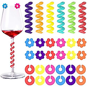 Jolbndcv 30 Pcs Silicone Drink Markers Wine Glass Charms Markers Drink Markers for Champagne Flutes Cocktails Martinis Wine Glass 3 Shape