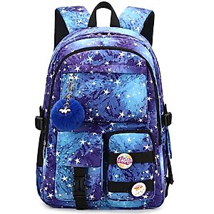 Laptop Backpacks 15.6 Inch College Backpack Elementary Middle High School Book Bag Cute Kids Bookbags Anti Theft Travel Back Pack Casual Daypack for Teens Girls Women Students (Galaxy Blue)