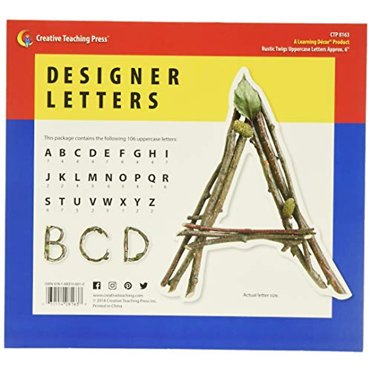 CTP Rustic Twigs Punch-Out Letters for Classroom – Essential Homeschool Supplies – Top Back to School Supplies