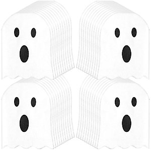 100 Pieces Ghost Napkins Halloween Napkins White Ghost Folded Halloween Napkins Disposable 2 Ply Halloween cocktail Napkins Tableware Decoration for Home Dinner Holiday Party Supplies(Basic)