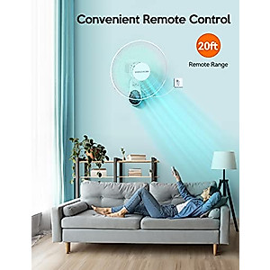 VAGKRI Wall Mount Fan, 16 Inch Wall Fan with 5 Blades, 5 Speeds, 8 Hour Timer, 90° Oscillating Quiet Fan with Remote for Home Office Bedroom Living Room Garage