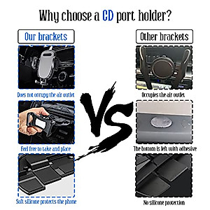 Car Phone Holder for CD Slot, Cell Phone Mount for CD Player, Magnetic or One Button Release, Silicone Pad Protection and 360° Rotation, Compatible with All iPhone, Android, Smartphones