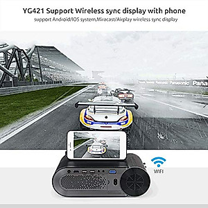 LDCHNH YG420 Mini Projector Native 720P Portable Video LED for 1080P Multi-Screen Smartphone YG421 Projector (Size : YG421 Multi Screen)