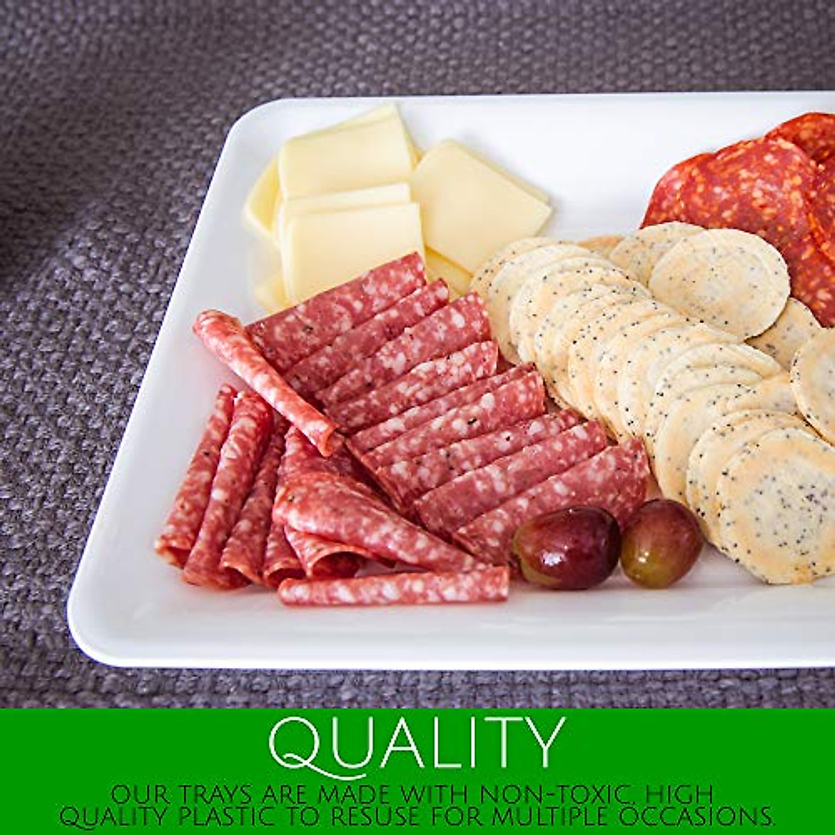 Plasticpro Plastic Serving Trays - Serving Platters Rectangle 10 X 14 Disposable Party Dish Crystal Clear Pack of 4