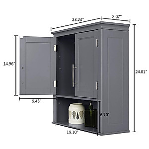 Flymatic [Product Double Door Wall Cabinet Grey] - Stylish Wall-Mounted Grey Finish Cabinet for Efficient Kitchen Storage and Organization Double Door Storage Cupboard with Versatile Hanging Design