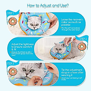 Cat Cone Collar Soft, Nobleza Adjustable Cute Donut Pet Recovery Collar for Wound Healing, Comfy Alternative Elizabethan Collar Medical Neck Pillow After Surgery for Cat, Kitty, Puppy, Small Dog