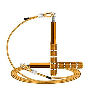 Jump Rope, Wastou Speed Jumping Rope for Training Fitness Exercise, Adjustable Adults Workout Skipping Rope for Men, Women, Kids, Girls (Gold)