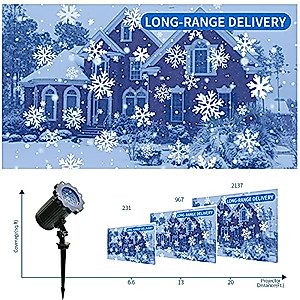 Snow Storm Projector Lights Outdoor Garden Stake Light LED Snowflake Lights Waterproof Landscape Remote Snowflakes for Indoor Gardens Homes Wedding Lawn Patio Holiday Party Decor