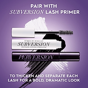 Urban Decay Perversion Volumizing Mascara, Black Lengthening Mascara, Buildable Lash Volume & Length, Longwear, Non-waterproof, Clump-free Lash Lift, Cruelty-free, Paraben-free, 0.4 fl oz