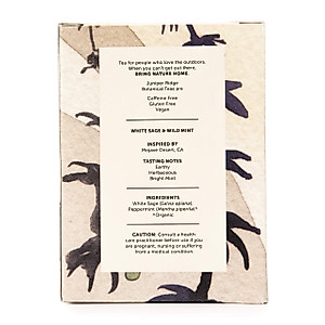 Juniper Ridge White Sage & Wild Mint Botanical Tea - Earthy, Herbal, & Bright Mint Notes - Vegan, Caffeine Free & Gluten Free - 20 Unbleached Teabags