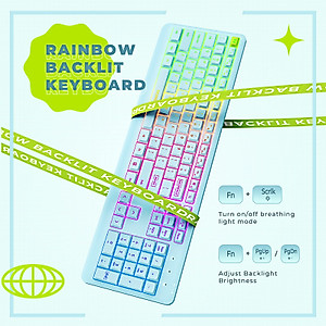 seenda Wireless Keyboard and Mouse Combo Backlit, Rechargeable Full-Size Illuminated Cordless Keyboard and Mouse Set, 2.4G USB Keyboard and Mouse for Computer/Laptops/Windows/Gaming, Blue