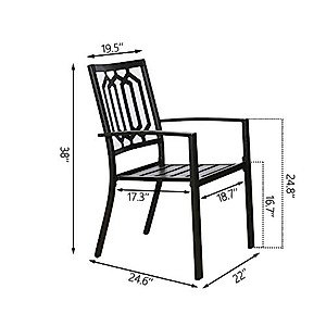 Ulax Furniture Outdoor Dining Chairs Patio Stacking Arm Chairs with Heavy-Duty Metal Frame for Backyard, Balcony, Garden, Porch. Set of 4