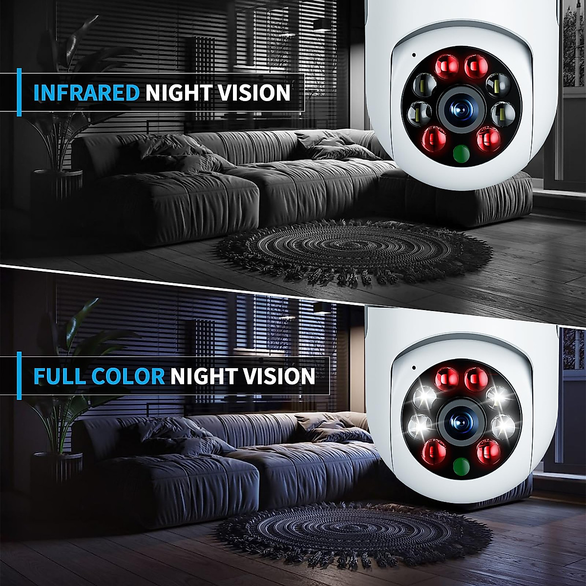 OJR 2K HD Light Bulb Security Camera, 5G/2.4G WiFi PTZ Camera Wireless Outdoor, Motion Detection and Alarm, Full Color Night Vision, Two-Way Audio, Easy Installation