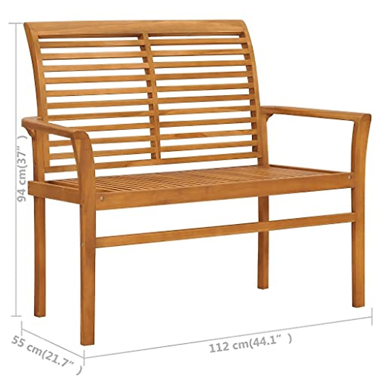 Natulvd Outdoor Wooden Bench with Cushion, Garden Park Bench Furniture, All-Weather Loveseat Bench for Patio, Lawn, Balcony, Yard, Porch - Blue