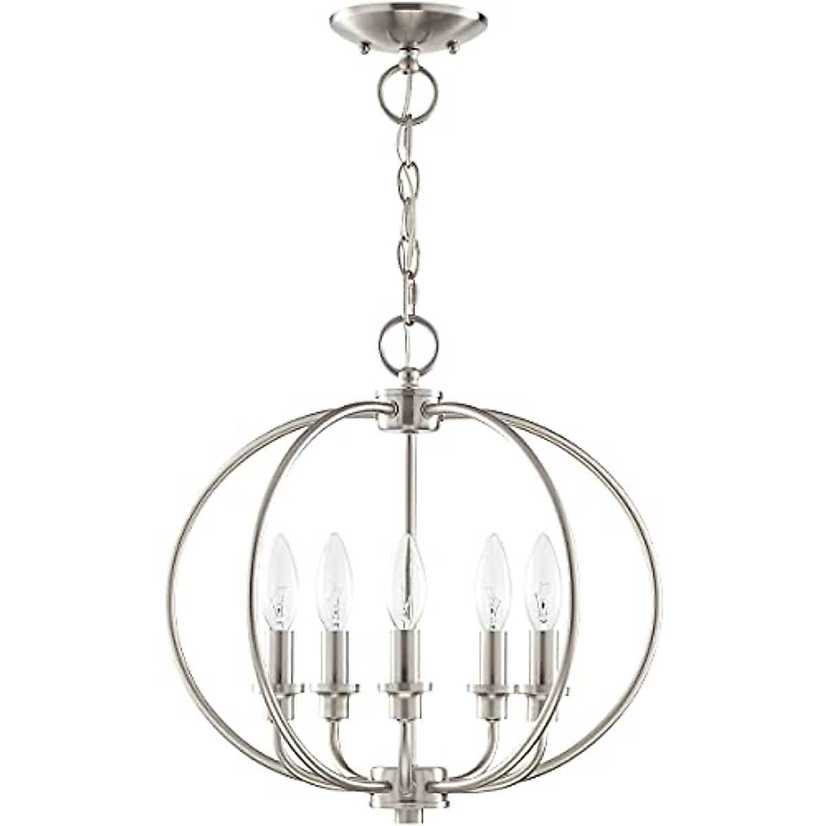 Livex Lighting 4665-91 Milania 5-Light Convertible Hanging Lantern/Ceiling Mount, Brushed Nickel