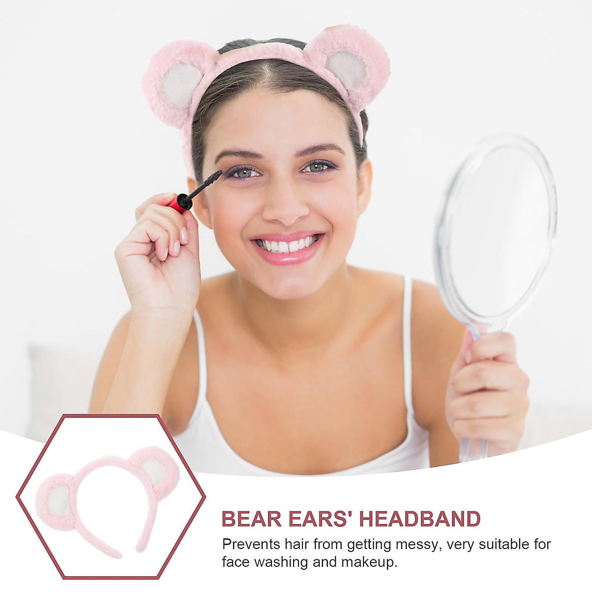 VALICLUD Bear Ears Hairband Adorn Party Headdress Decor Lovely Female Hairband Decor Pink