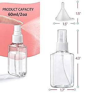 HULISEN 24 Pcs Spray Bottles 2oz / 60ml Small Empty Plastic Travel Bottle Set, Fine Mist Spray Bottle for Baby Shower, Refillable Liquid Containers with 1 funnel, Leak-proof Cap Lid