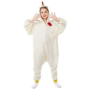 CANASOUR Unisex Halloween Kids Chicken Onesie For 5T Girls Costume Party Cosplay Pyjamas (Height 43-47”, 5T, Chicken)