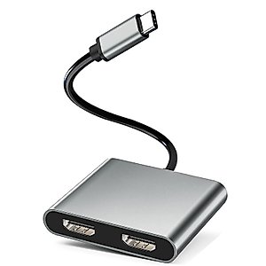 Dnkeaur HDMI Adapter for Dual Monitors,USB C to Dual HDMI Adapter 4K,Type C to HDMI Dual Monitor,USB C Splitter 2 Monitors Extended Display,HDMI Monitors Docking Station for Laptop (Only for Windows)